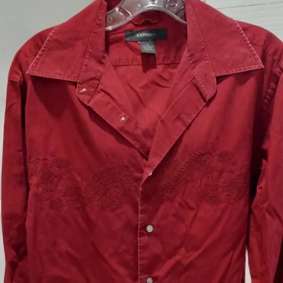 Express | Shirts | Express Men Embroided Button Up Shirt Size Medium ...